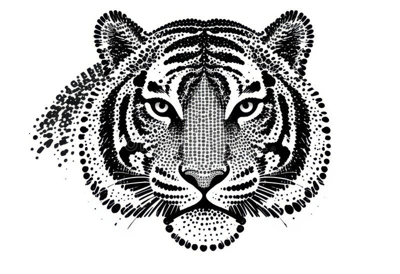 Stippled Tiger Head Vector Dot Art Stock Illustrations – 2 Stippled ...