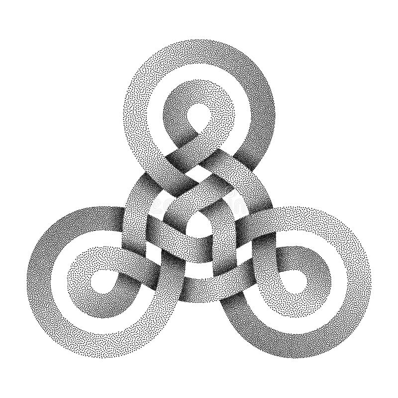Stippled Knot Triquetra Made of Mobius Strip. Vector Textured ...