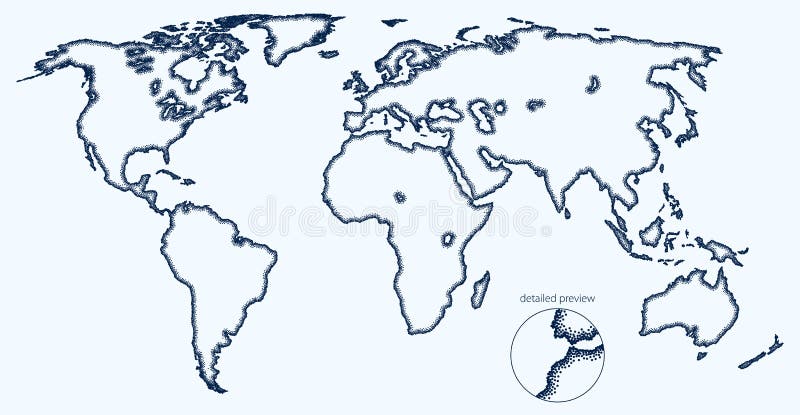 Stippled World Stylized Vector Map Stock Vector - Illustration of ...