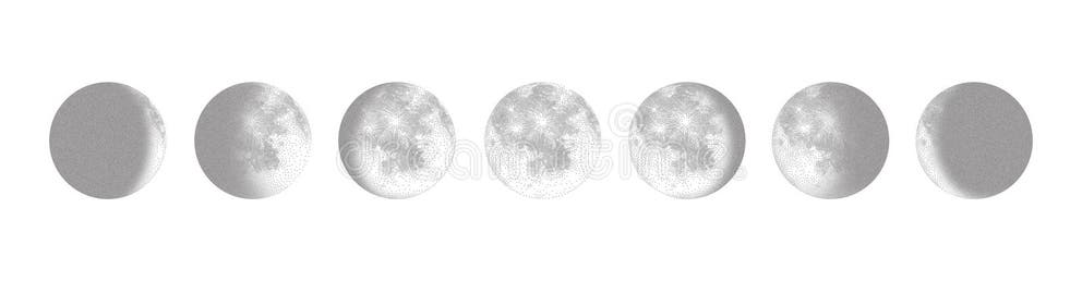 Stippling Moon Phases Vector Illustration Stock Vector - Illustration ...