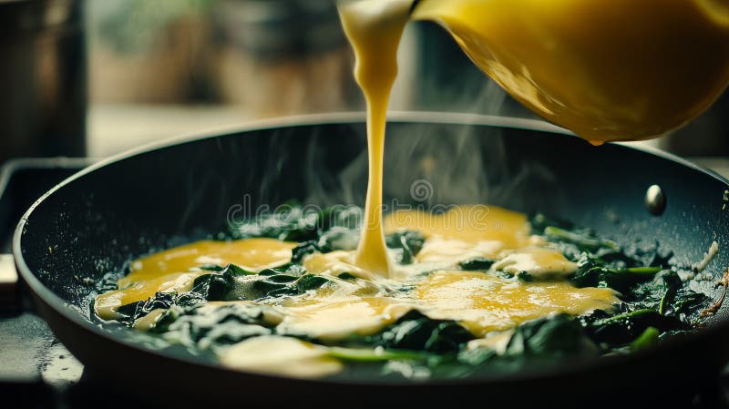 Stir the Creamed Spinach in a Pan with a Wooden Spoon Stock Photo ...