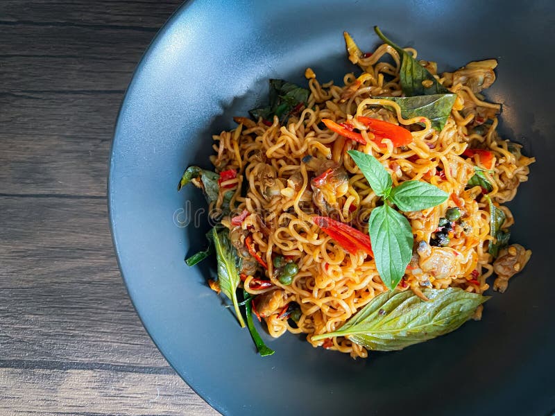 Stir Fire Spicy Noodle with Stock Photo - Image of gourmet, dish: 250445780