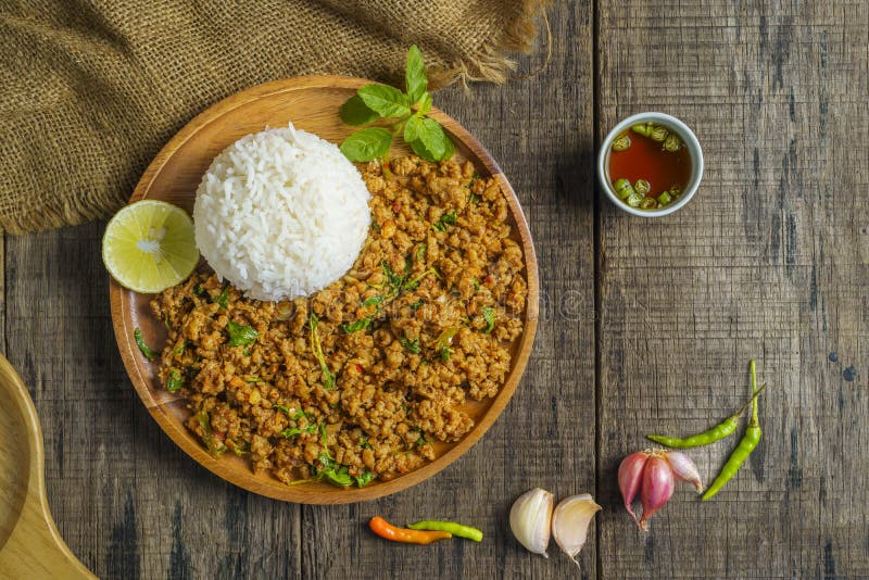 Stir Fried Basil stock image. Image of garlic, asian - 244938859