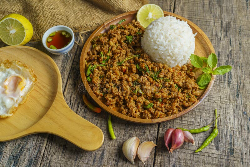 Stir Fried Basil stock photo. Image of asia, fried, minced - 244938858