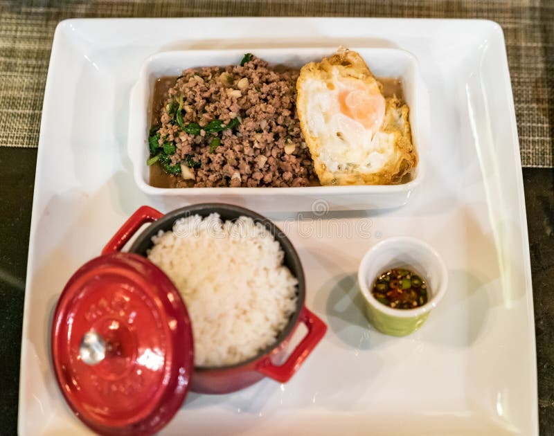Beef basil rice stock image. Image of healthy, lunch - 101121555