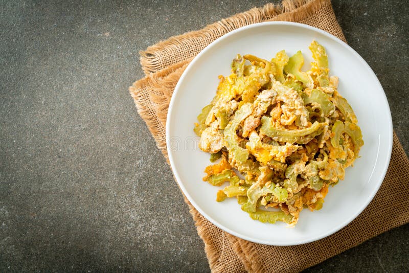 Stir Fried Bitter Gourd with Egg Stock Image - Image of cooking ...