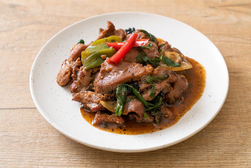 Stir-Fried Black Pepper with Duck Stock Photo - Image of cooked, garlic ...