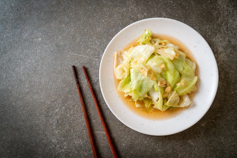 Stir-Fried Cabbage with Fish Sauce Stock Photo - Image of lunch ...
