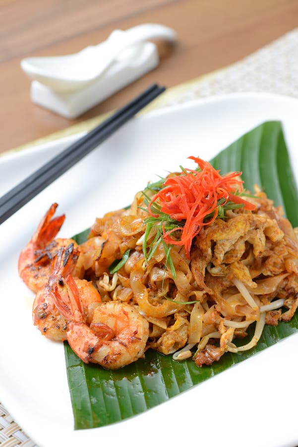 Stir Fried Char Kuey Teow with Chopstick and Drink Stock Photo - Image ...