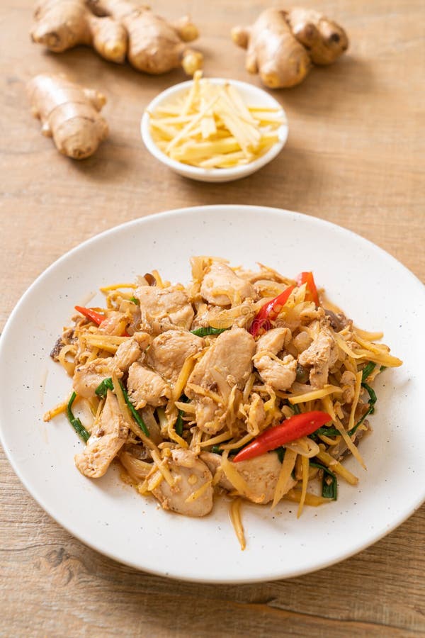 Stir-fried Chicken with Ginger Stock Photo - Image of garlic ...