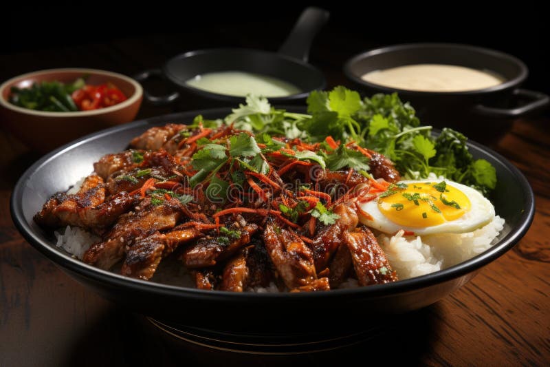 Stir Fried Chili Paste Chicken with Rice Rice Eggs in White Sheet on ...