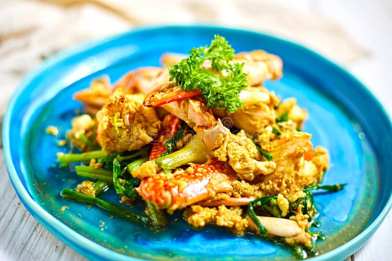Stir Fried Crab in Curry Powder, Yellow Curry Stock Image - Image of ...