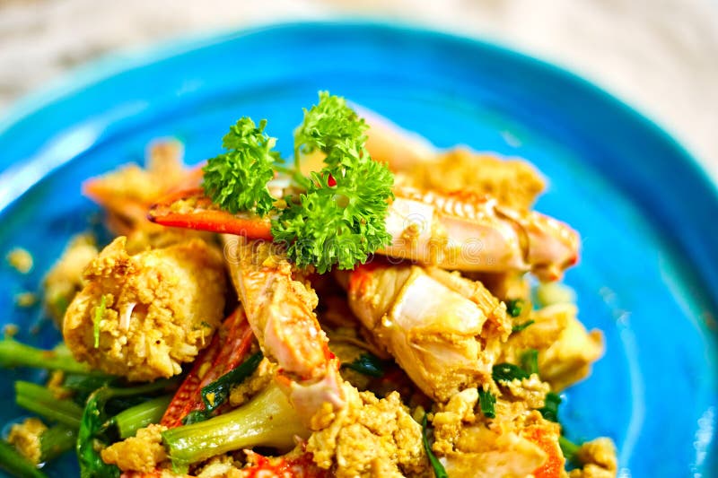 Stir Fried Crab in Curry Powder, Yellow Curry Stock Photo - Image of ...