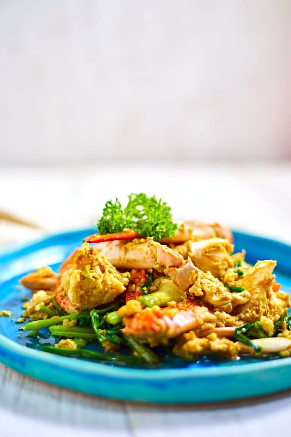 Stir Fried Crab in Curry Powder, Yellow Curry Stock Photo - Image of ...