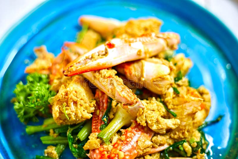 Stir Fried Crab in Curry Powder, Yellow Curry Stock Photo - Image of ...