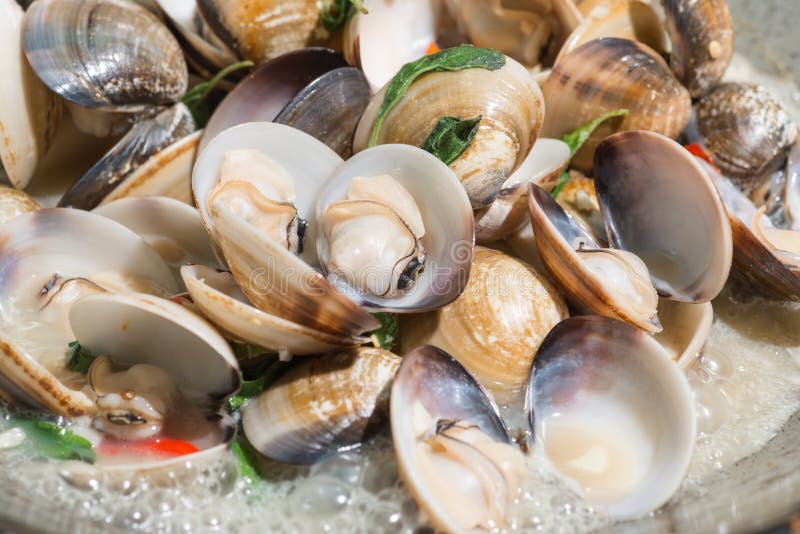 Stir Fried Enamel Venus Shell with Curry Paste Stock Image - Image of ...