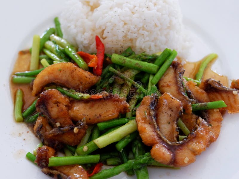 Stir-fried Fish and Asparagus Stock Image - Image of dish, filet: 88671971