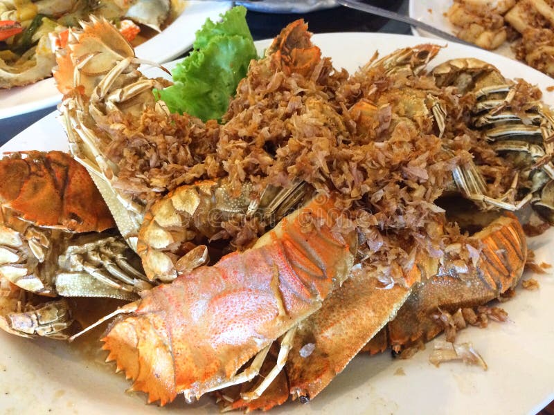 Stir-fried Gaint Crayfish with Garlic and Pepper Stock Photo - Image of ...