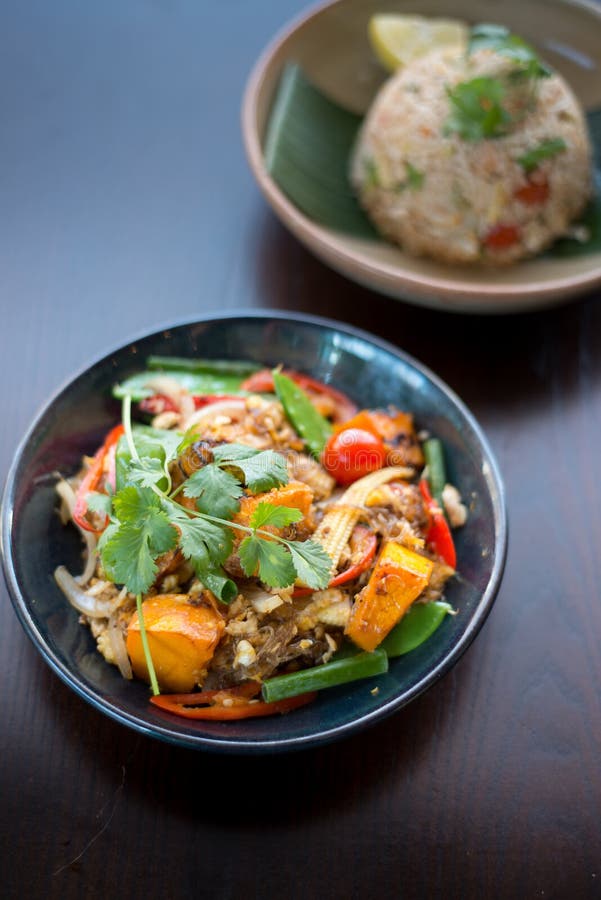 Stir fried grass noodle. stock photo. Image of curry - 63106948