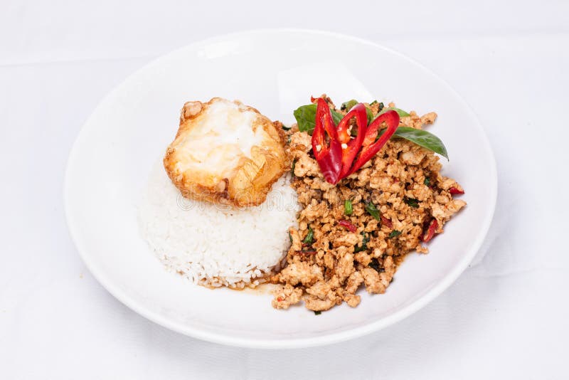Stir-fried Ground Chicken with Chilli Basil Sauce Stock Photo - Image ...