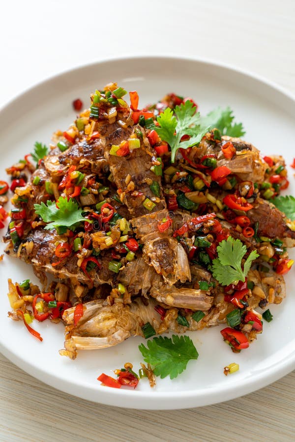 Stir-fried Mantis Shrimp or Crayfish with Chilli and Salt Stock Photo ...