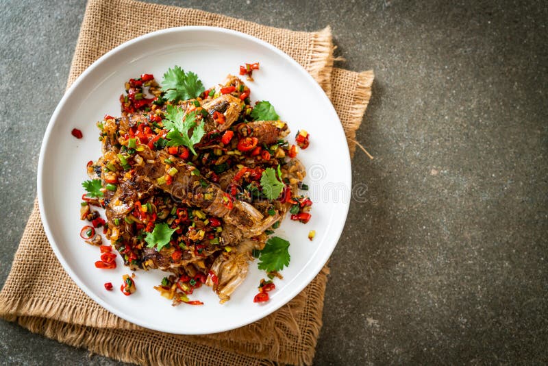 Stir-fried Mantis Shrimp or Crayfish with Chilli and Salt Stock Photo ...