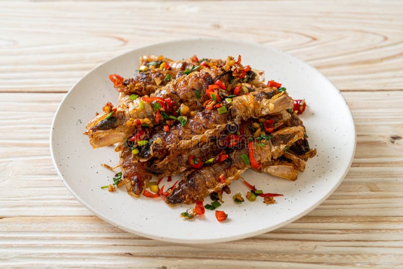Stir-fried Mantis Shrimp or Crayfish with Chilli and Salt Stock Image ...