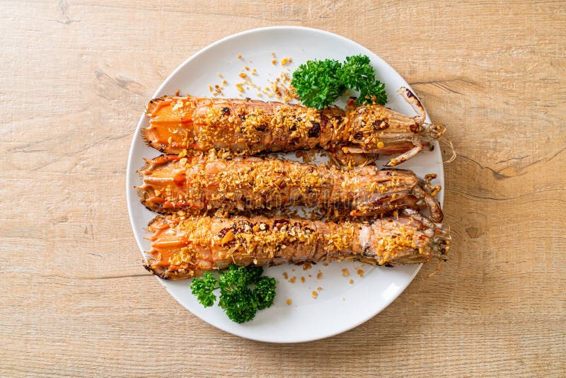 Fried Mantis Shrimp with Garlic Stock Image - Image of animal, kitchen ...