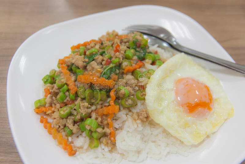 Stir-fried Minced Pork with Rice Stock Photo - Image of healthy ...