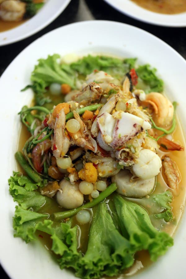 Mixed seafood salad. stock photo. Image of squid, food - 35512504