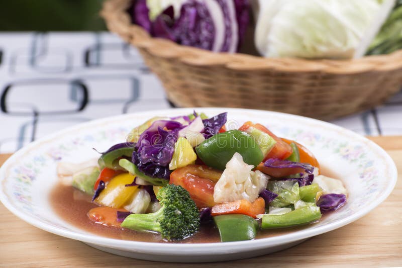 Stir fried mixed vegetable stock image. Image of onion - 61564889