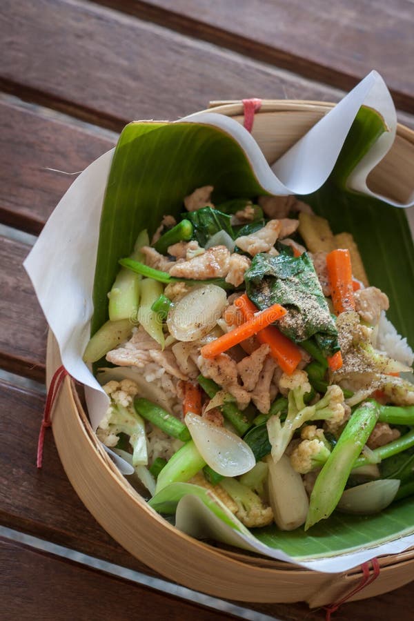 Stir-fried Mixed Vegetables Topped with Rice Stock Photo - Image of ...