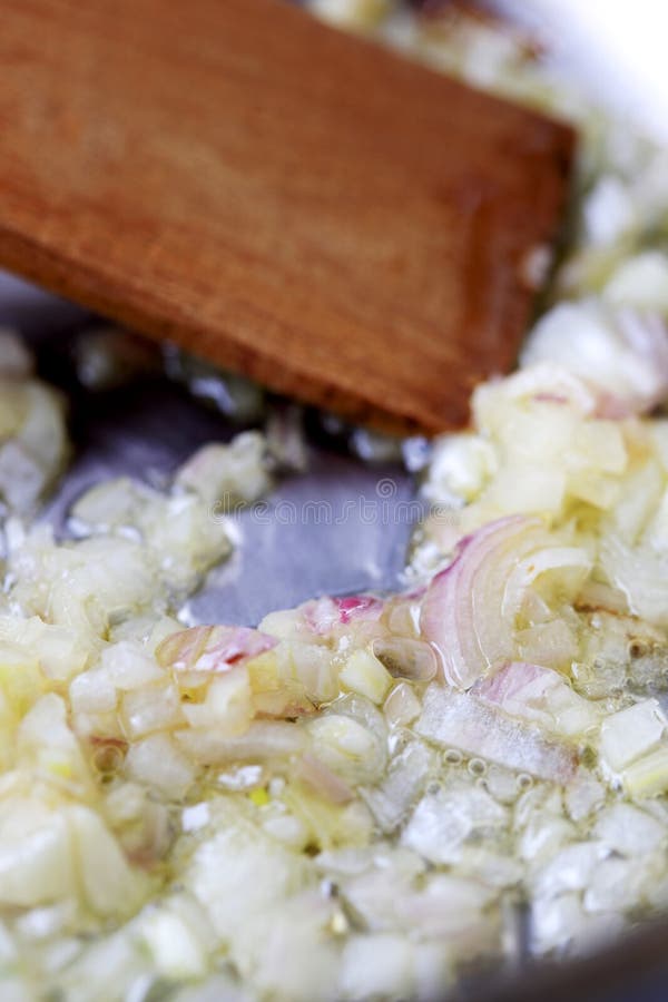Stir Frying Spring Onion and Garlic Stock Image - Image of chopped ...
