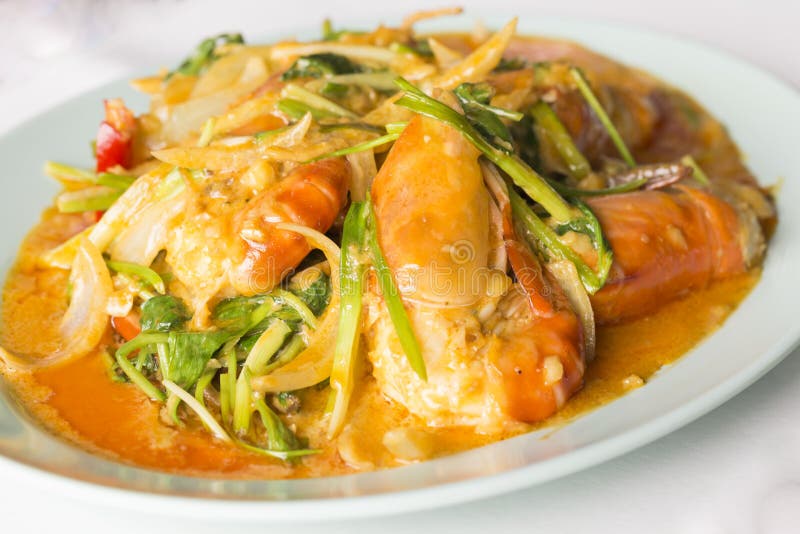 Stir Fried Pacific White Shrimp Curry Stock Photo - Image of catering ...