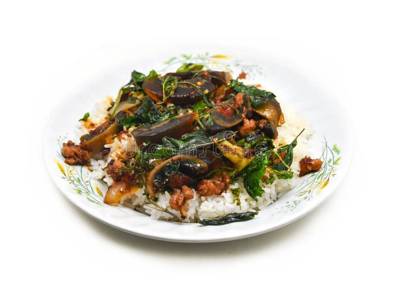 Stir Fried Pork holy basil stock photo. Image of chilli - 115013742