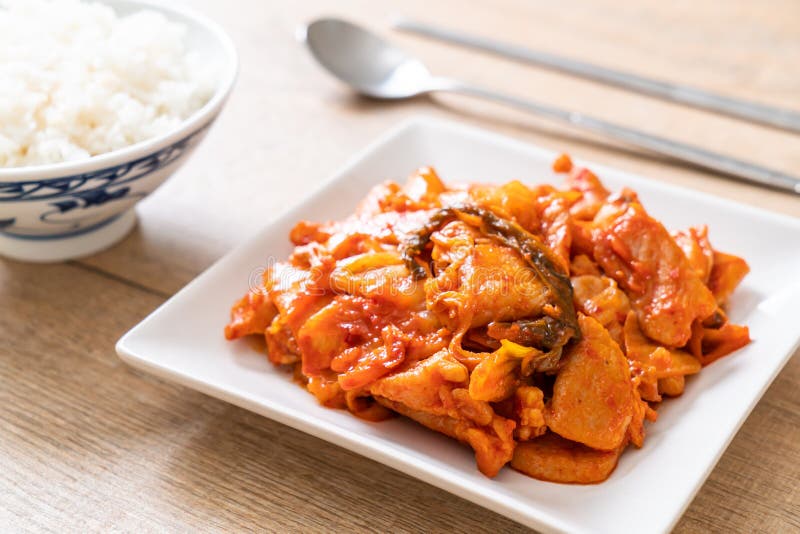 Stir-fried Pork with Kimchi Stock Image - Image of cooking, asia: 155303285