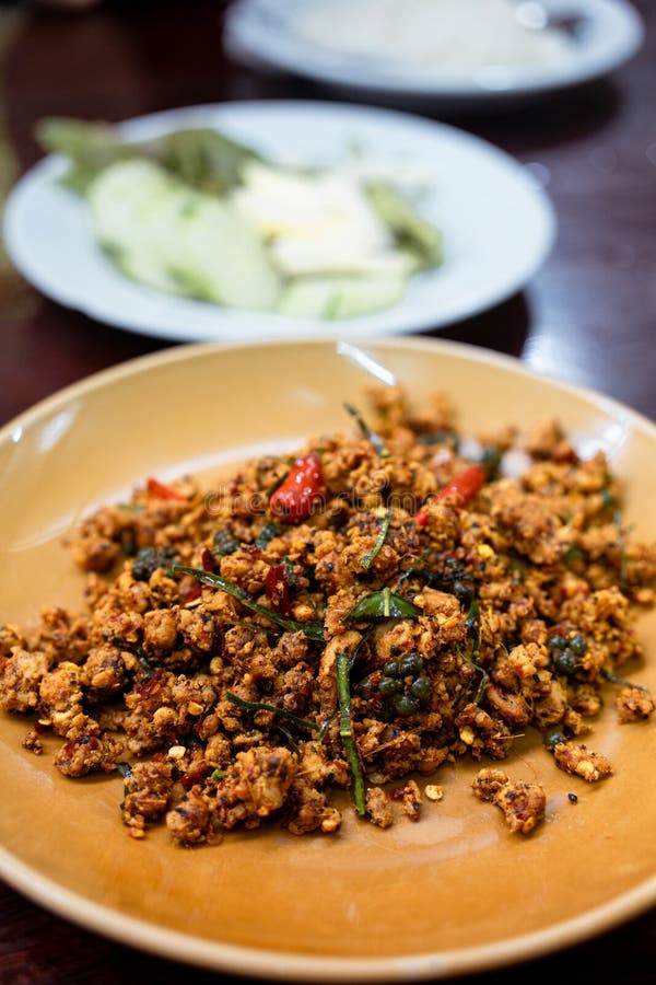 Stir Fried Pork with Yellow Curry Paste Stock Photo - Image of pork ...