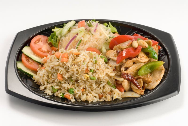 Stir-fried Rice With Peppers And Chicken Stock Photo - Image of takeout ...
