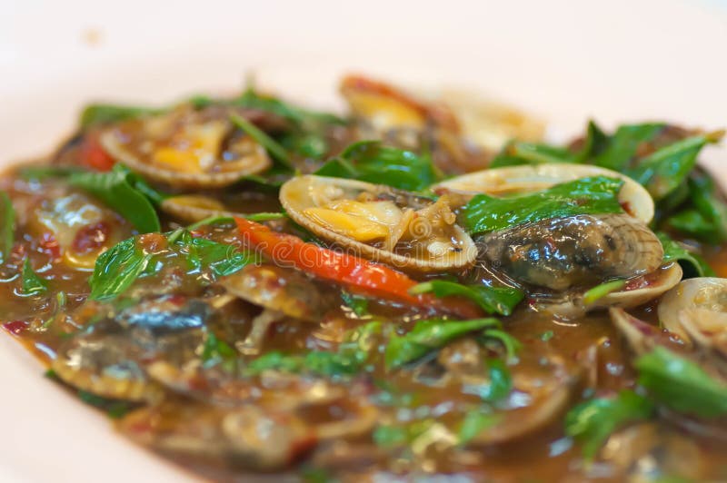 Stir-fried Shell with Basil Stock Photo - Image of asian, shell: 129938738