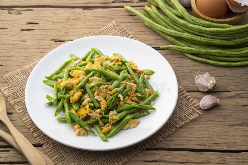 Stir Fried Snake Bean with Eggs Stock Photo - Image of vegetables ...
