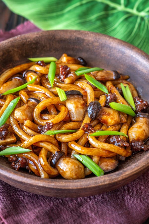 Stir fried udon noodles stock image. Image of wheat - 302263363