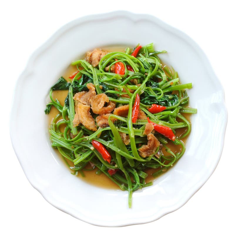 Stir Fried Water Spinach stock photo. Image of hollow - 32841020