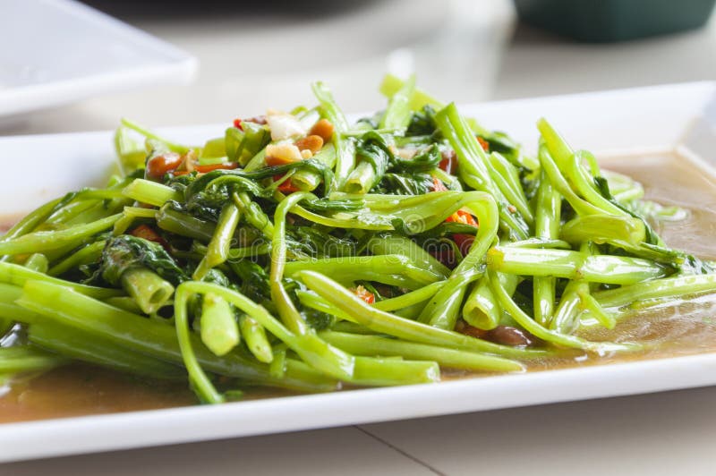 Stir Fried Water Spinach, Thai Food Stock Photo - Image of glory, tasty ...