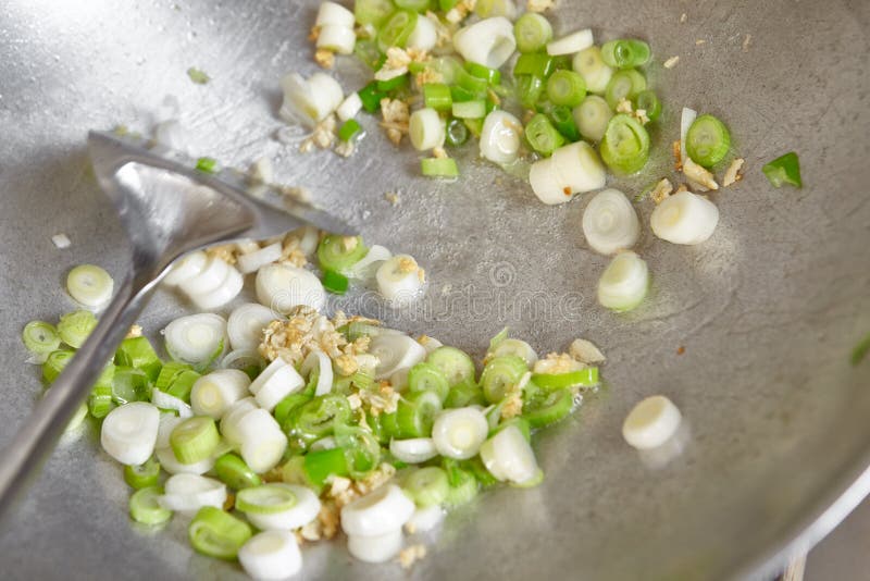 Stir fry leek stock image. Image of home, cooking, blur - 51592737