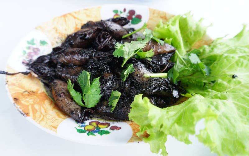 Stir Fry Squid with Black Ink, Thai Seafood Menu Stock Photo - Image of ...