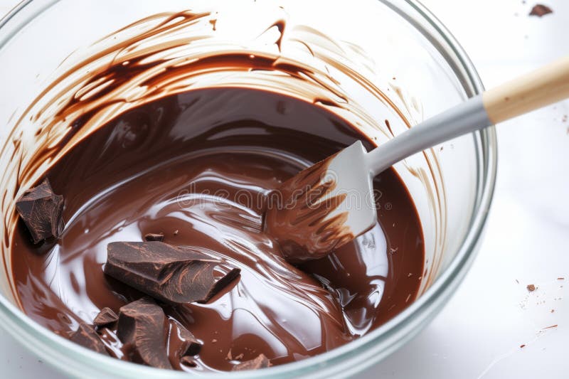 Stirring a Bowl of Melted Chocolate with a Spatula Stock Image - Image ...