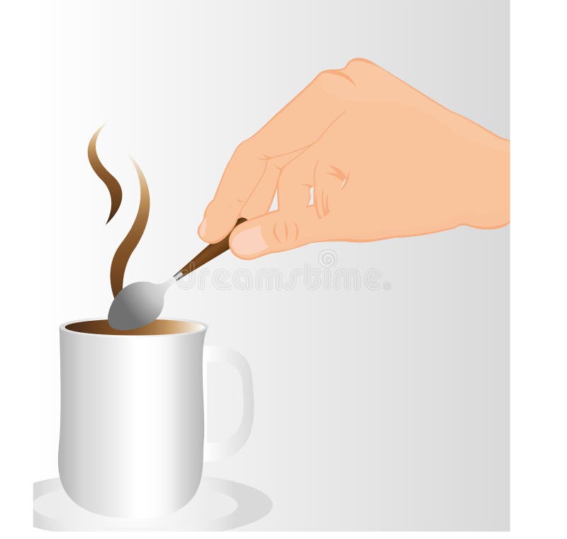 Stirring coffee stock vector. Illustration of hand, stirring - 44305928