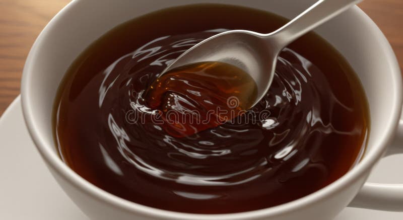 Stirring Dark Brown Tea in a White Cup Stock Illustration ...
