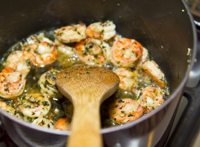 Stirring Spoon and Shrimp Cuisine Stock Image - Image of seafood ...