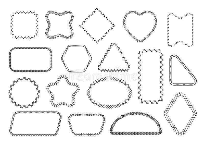 Stitch Border Shape. Embroidery and Sewing Decorative Elements, Vintage ...